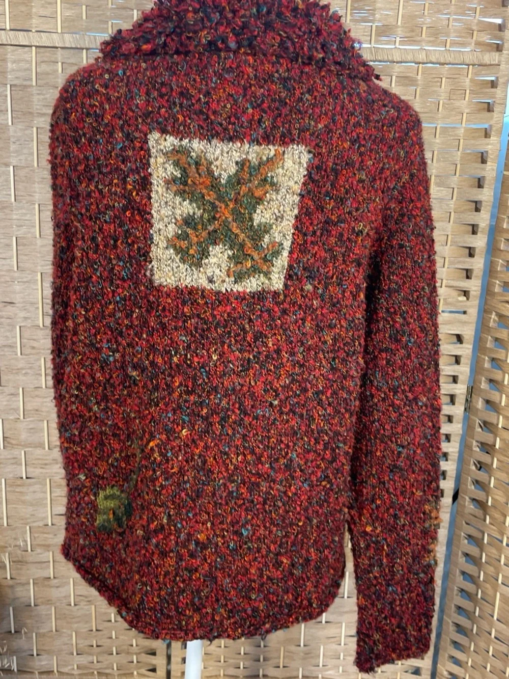 curio | Sweaters | Textured Patchwork Teddy Bear Cardigan Sweater In ...